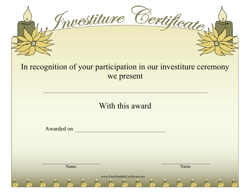 Investiture Certificate of Participation Template Download Printable ...