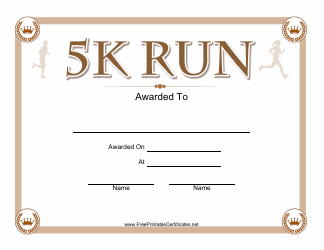 5k Run Certificate Template Download Printable PDF | Templateroller