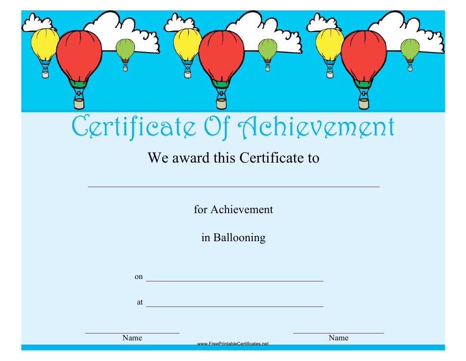 Ballooning Certificate of Achievement Template Download Printable PDF ...