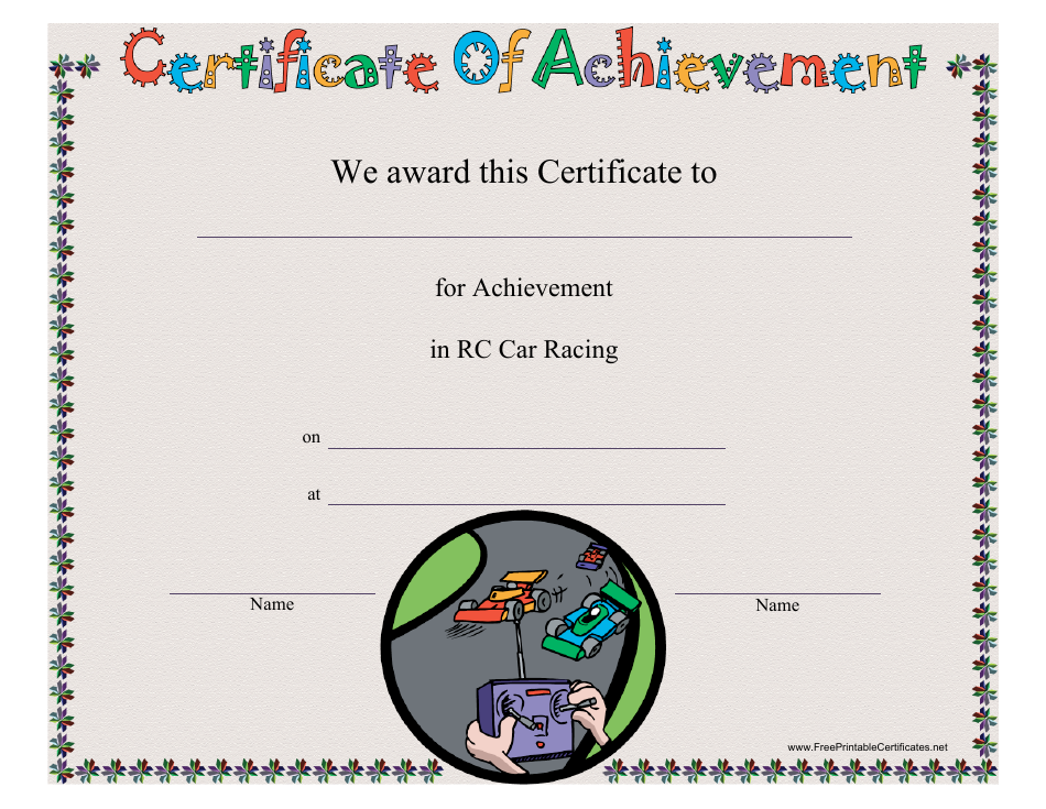 RC Car Racing Certificate of Achievement Template Download Printable ...