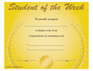 Student of the Week Certificate Template Download Printable PDF ...