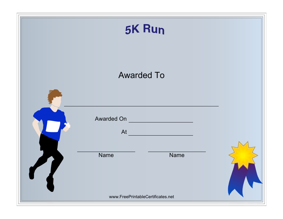 Male 5k Run Award Certificate Template Download Printable PDF ...