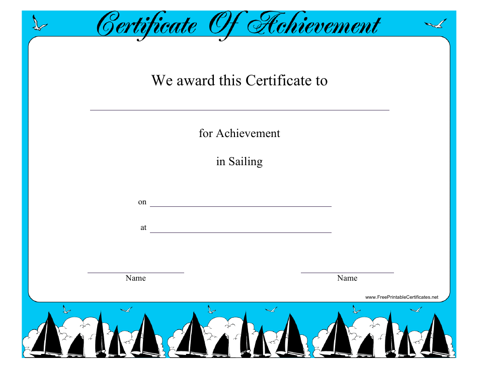 Sailing Certificate of Achievement Template Download Printable PDF | Templateroller