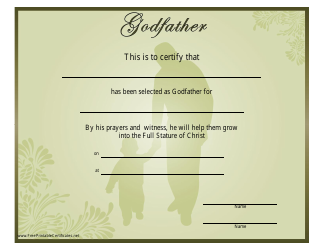 Godfather Certificate Template Download Printable PDF | Templateroller