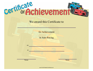 Auto Racing Certificate of Achievement Template Download Printable PDF ...