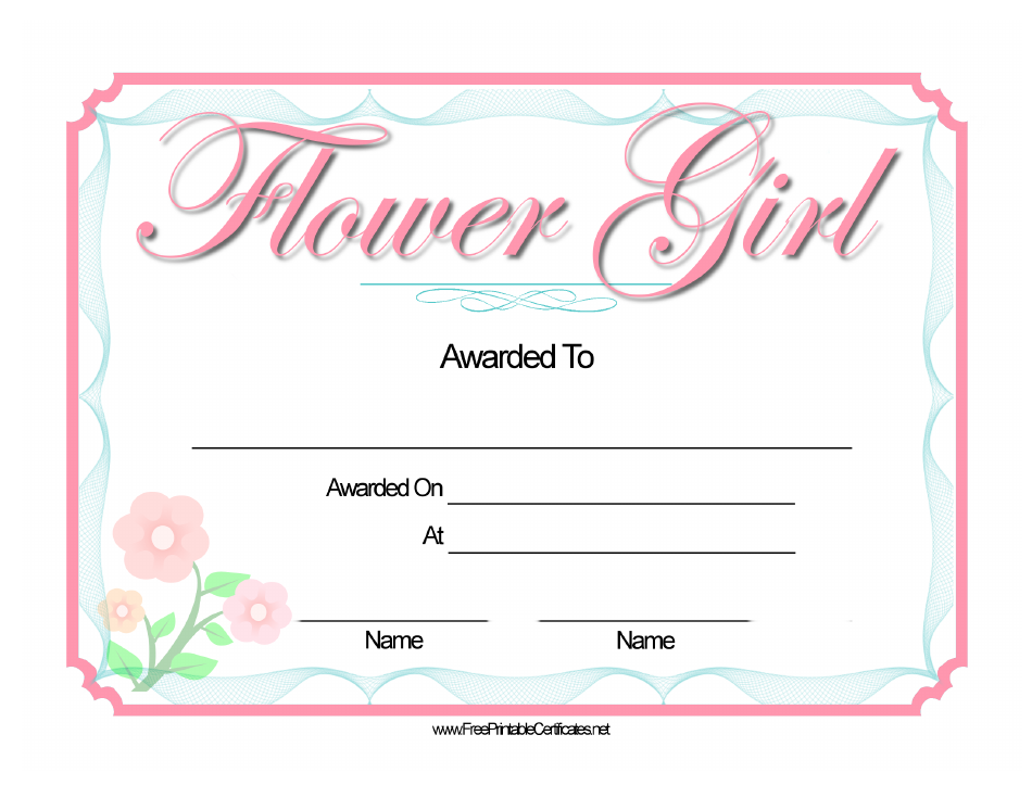 Flower Girl Certificate Template Download Printable PDF | Templateroller
