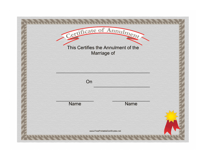 Divorce Certificate Template Grey Download Printable PDF Templateroller