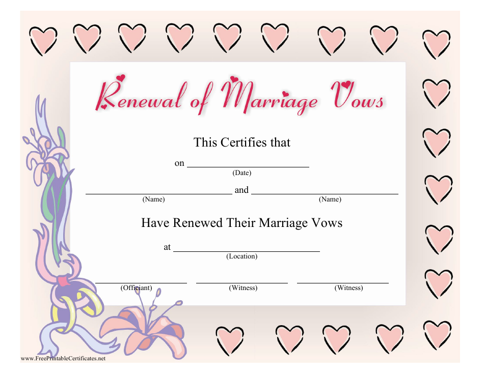 Renewal Of Marriage Vows Certificate Template Beige Download