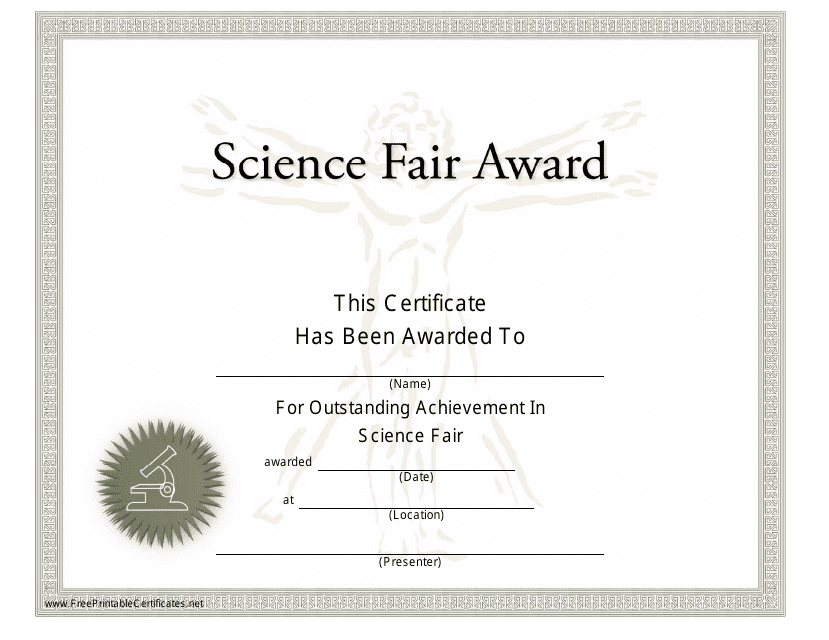 Science Fair Award Certificate Template Beige Download Printable PDF 