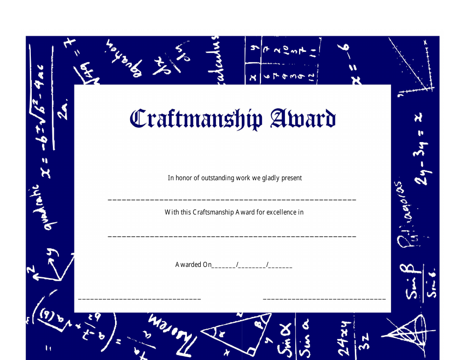 Craftsmanship Award Certificate Template Download Printable PDF ...