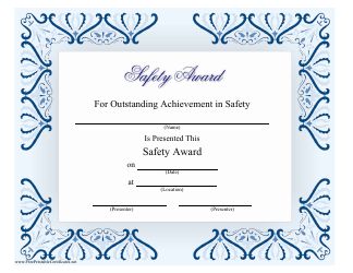 Safety Award Certificate Template Download Printable PDF | Templateroller