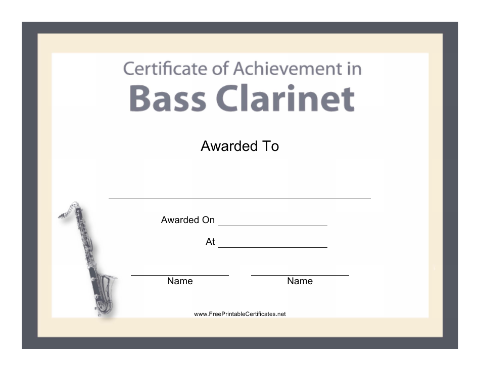 Bass Clarinet Certificate of Achievement Template Download Printable ...