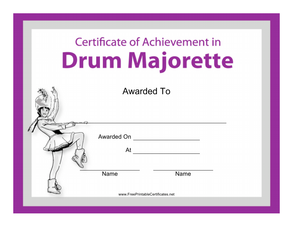 Drum Mojorette Certificate of Achievement Template Download Printable ...
