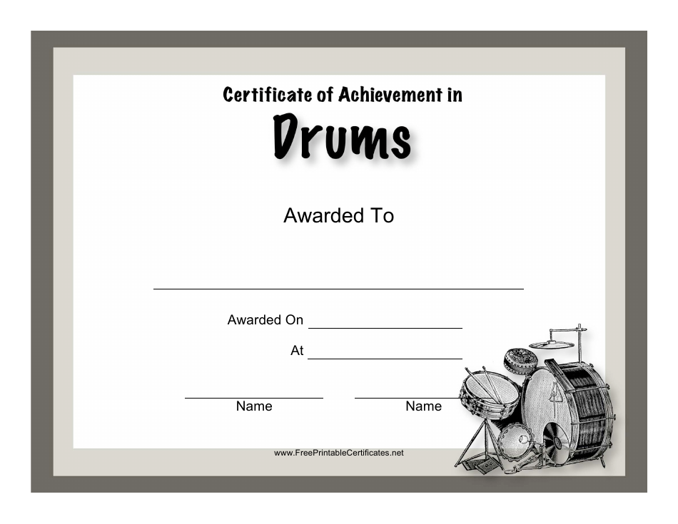 Drums Award Certificate Template Download Printable PDF | Templateroller