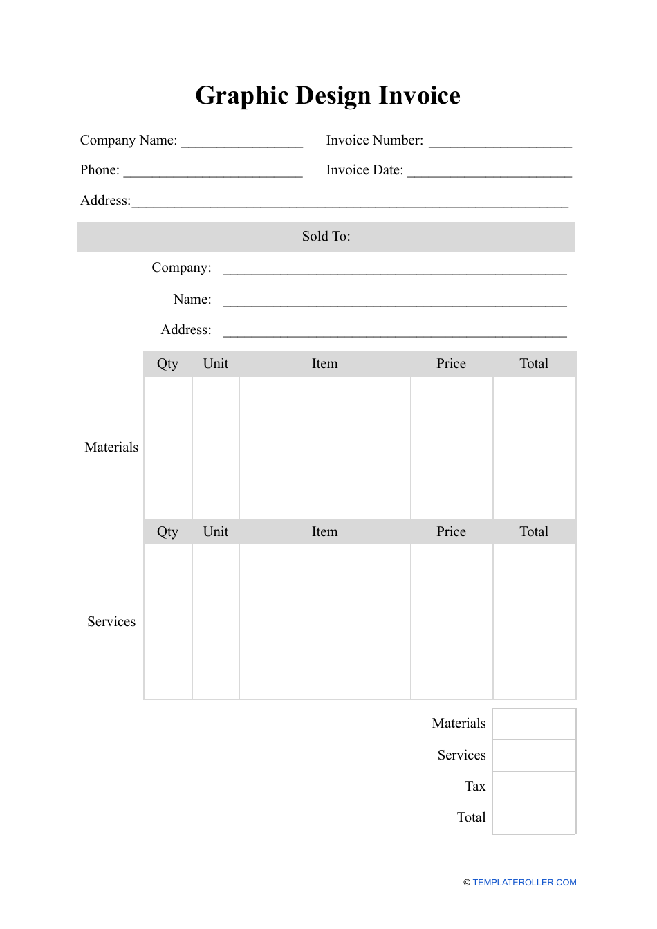 Graphic Design Invoice Template - Fill Out, Sign Online and Download ...