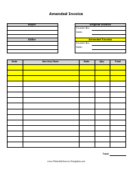 Amended Invoice Template Download Printable PDF | Templateroller