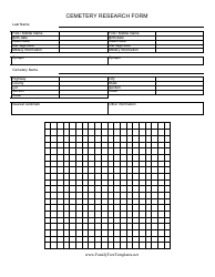 Cemetery Research Form Download Printable PDF | Templateroller