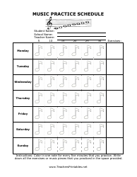 Weekly Music Practice Log Template Download Printable PDF | Templateroller