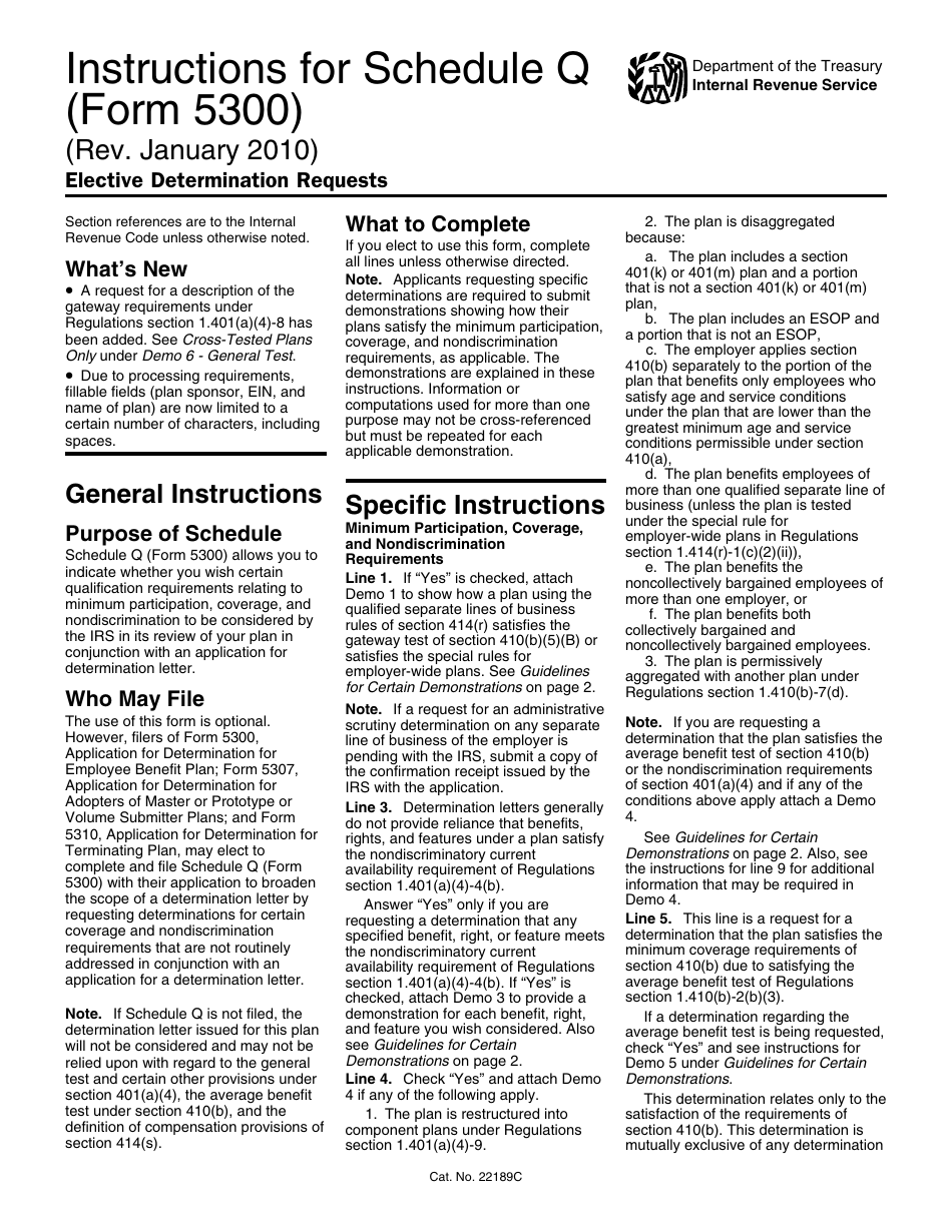 Download Instructions for IRS Form 5300 Schedule Q Elective ...