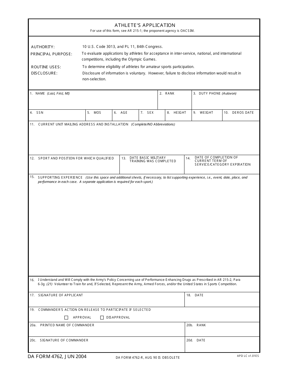 DA Form 4762 - Fill Out, Sign Online and Download Fillable PDF ...