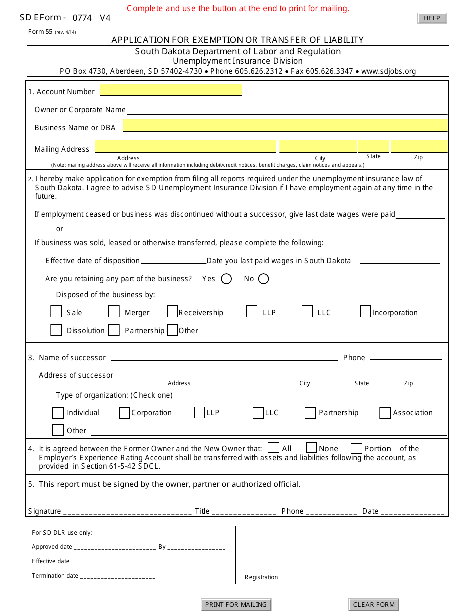 Form DOL-UID-55 - Fill Out, Sign Online and Download Fillable PDF ...
