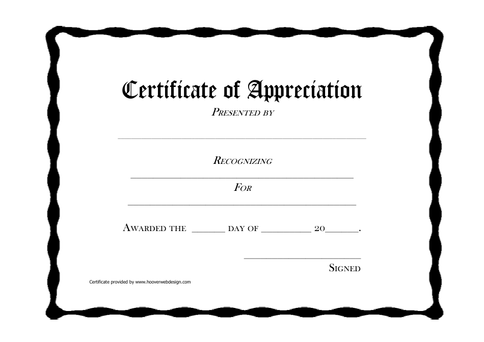 Blank Certificate Of Appreciation Template Free Printable Printable 