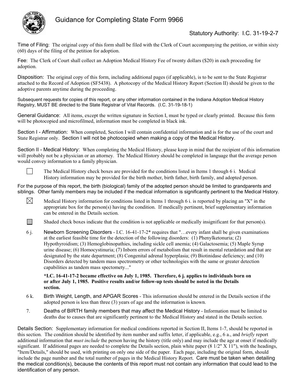 State Form 9966 - Fill Out, Sign Online and Download Printable PDF ...