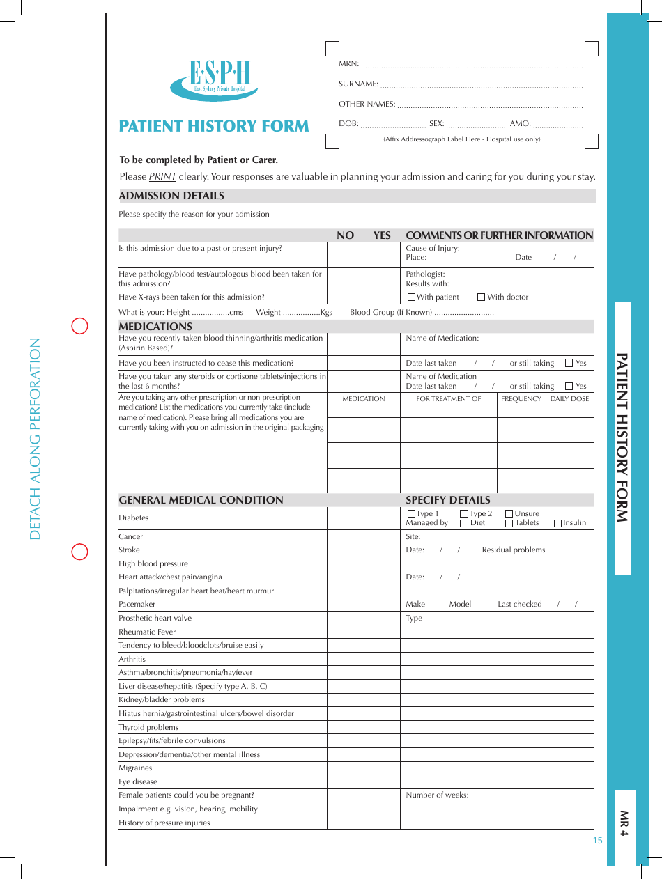 Patient History Form - Esph - Fill Out, Sign Online and Download PDF ...