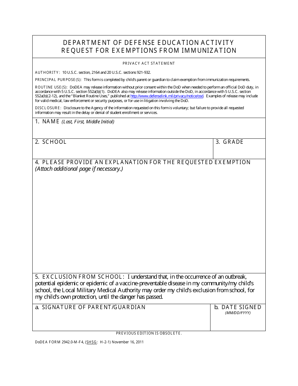 DoDEA Form 2942.0-M-F4 - Fill Out, Sign Online and Download Fillable ...