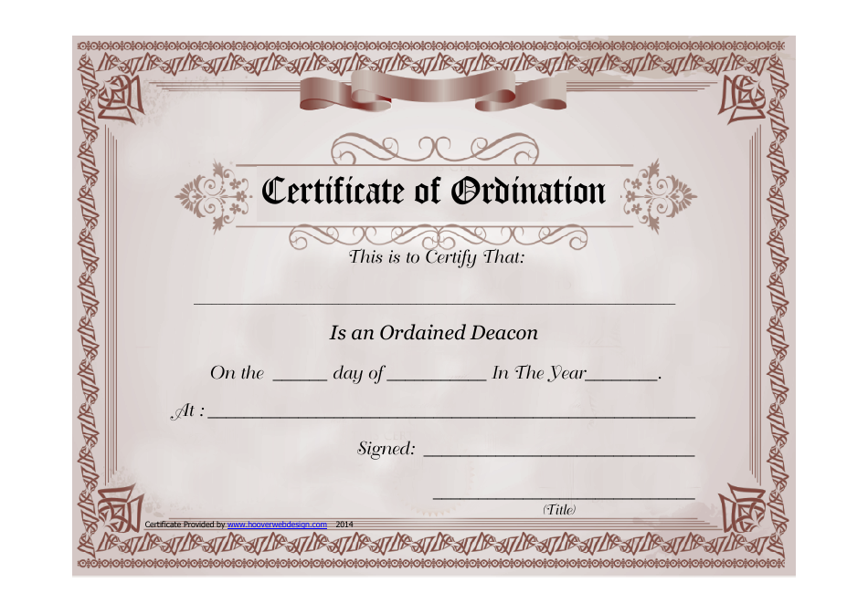 Printable Pastor Ordination Certificate Template Customize And Print