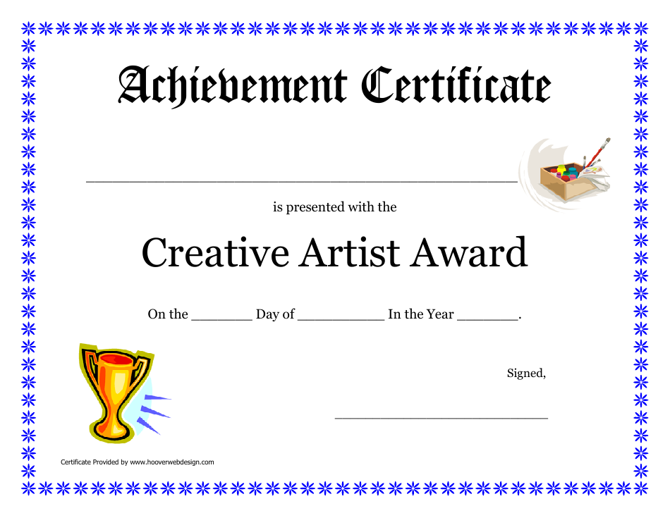 Creative Artist Award Certificate Template Download Printable PDF ...