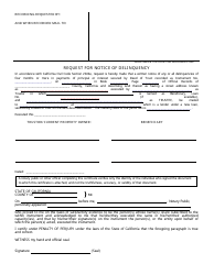 California Request for Notice of Delinquency Form Download Fillable PDF ...