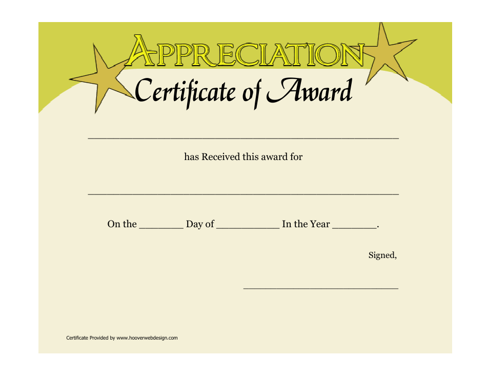 Certificate of Award Template Download Printable PDF | Templateroller