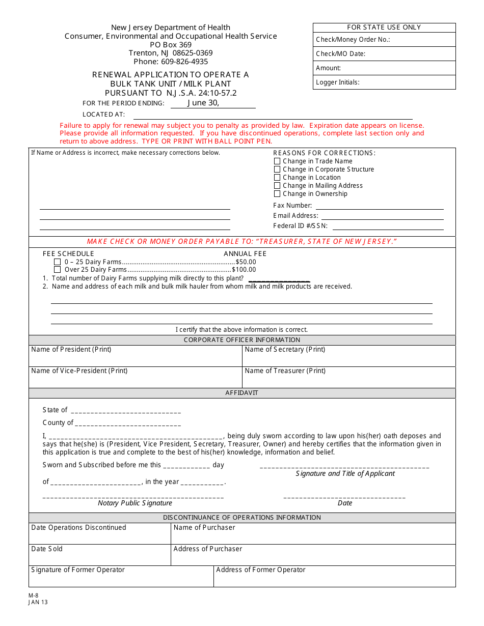 Form M-8 - Fill Out, Sign Online and Download Printable PDF, New Jersey ...