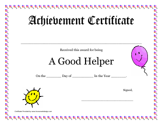 Good Helper Achievement Certificate Template Download Printable PDF ...