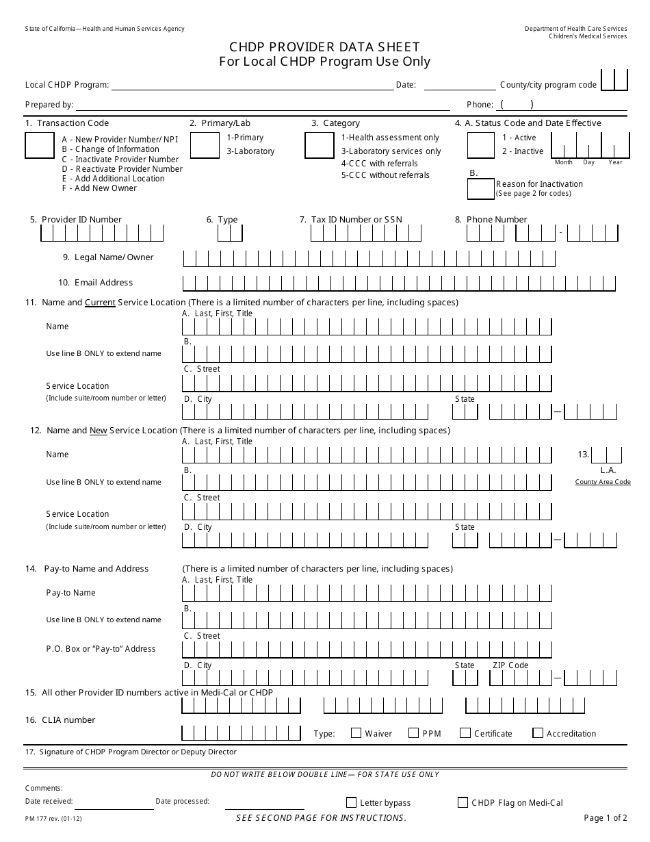Form PM177 - Fill Out, Sign Online and Download Fillable PDF ...