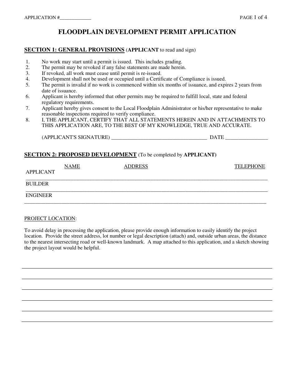 Floodplain Development Permit Application Form - Fill Out, Sign Online ...