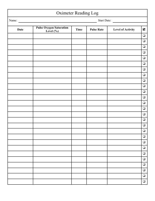 Oximeter Reading Log Template Download Printable PDF Templateroller