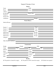 Surgical Clearance Form Download Printable PDF | Templateroller