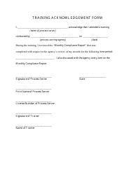 Training Acknowledgement Form Download Printable PDF | Templateroller