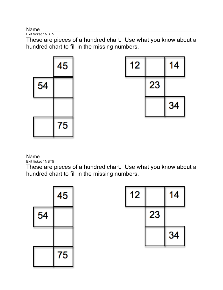 Hundreds Chart Worksheet Download Printable PDF Templateroller