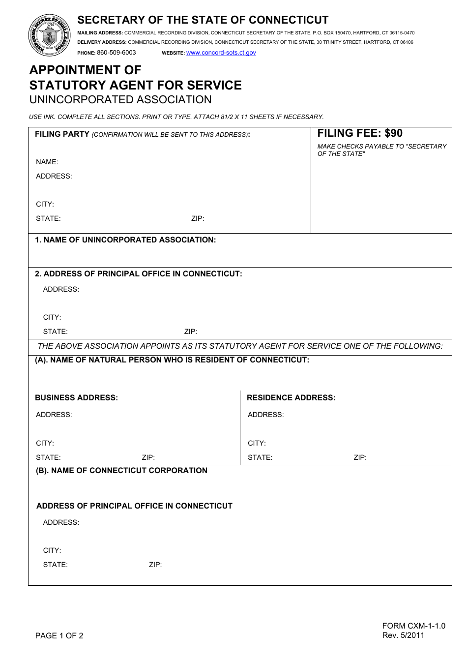 Form CXM-1-1.0 Download Fillable PDF or Fill Online Appointment of ...