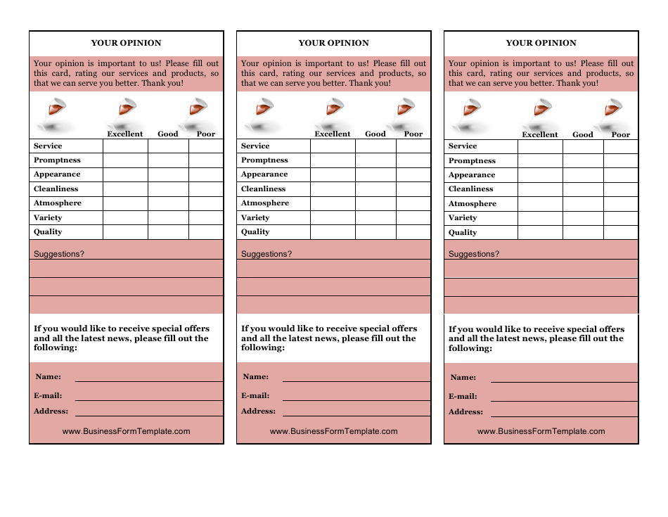 Bar Customer Feedback Card Templates - Fill Out, Sign Online and ...
