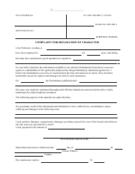 Complaint for Defamation of Character Download Printable PDF ...