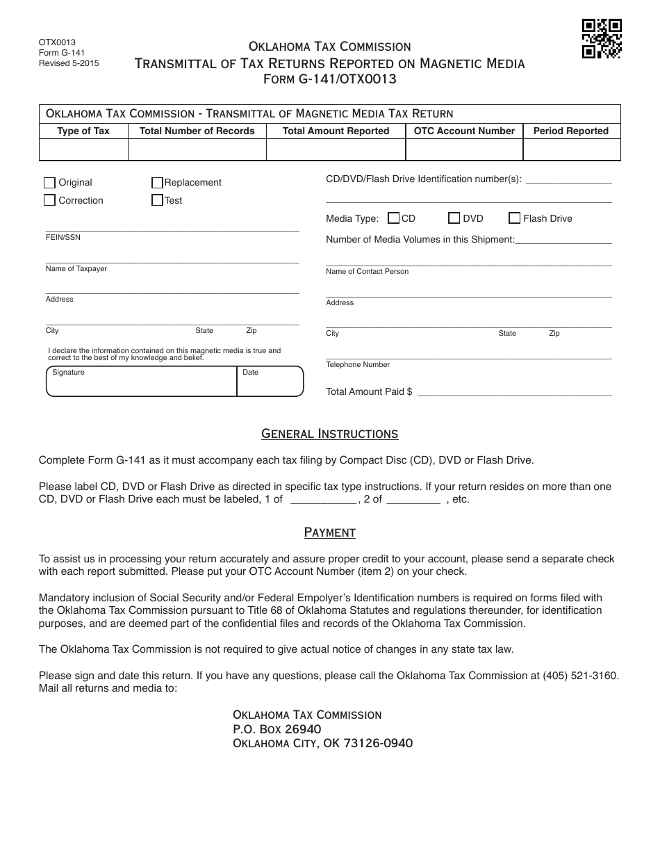 OTC Form G-141 - Fill Out, Sign Online and Download Fillable PDF ...