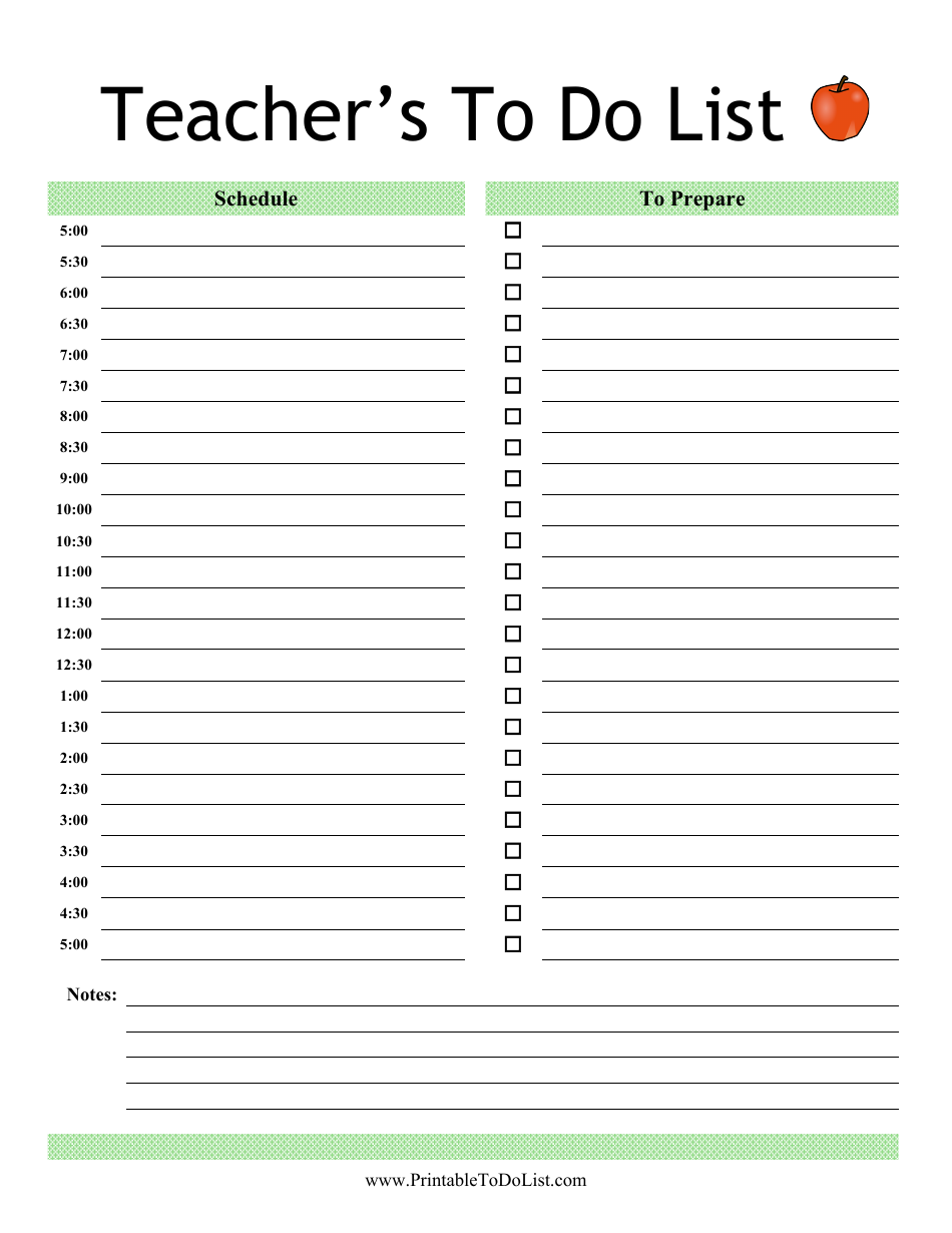 Teacher's to Do List Template Download Printable PDF | Templateroller