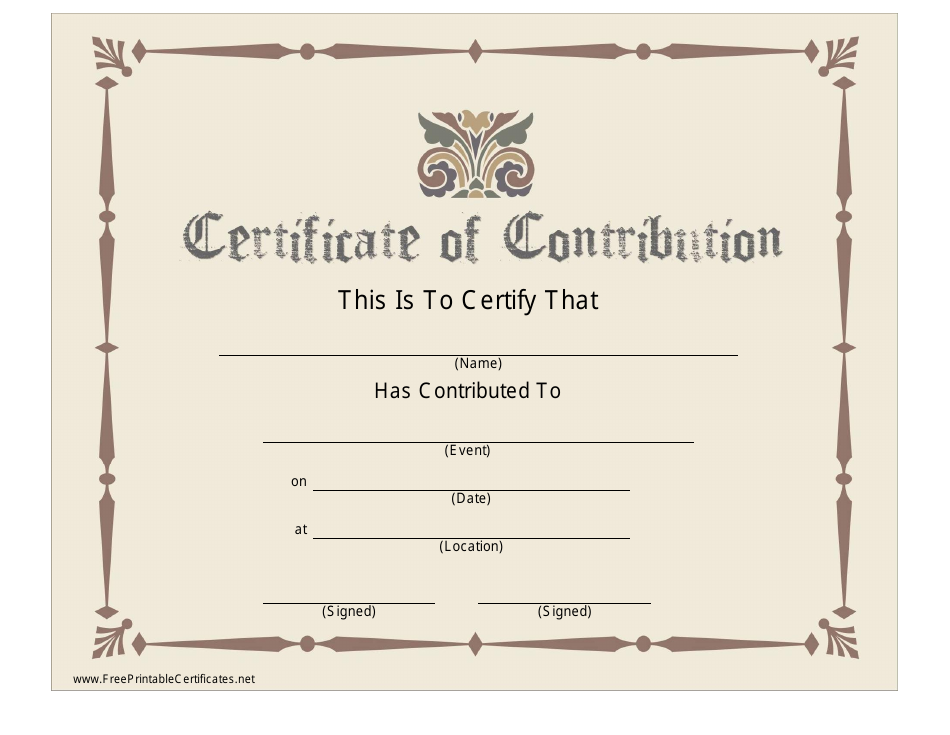 Certificate of Contribution Template - Varicolored Download Printable ... Certificate of Contribution Template - Varicolored Download Printable ...