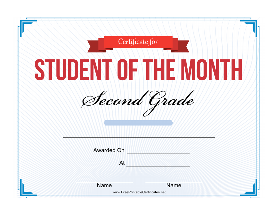 2nd Grade Student of the Month Certificate Template Download Printable ...