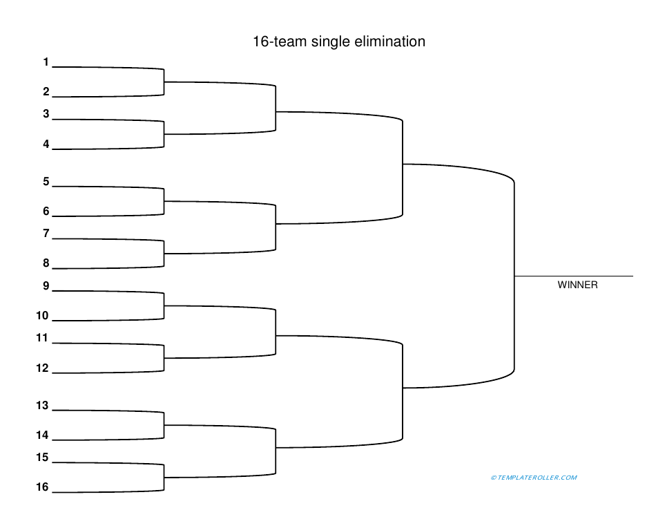 16 team Single Elimination Template Download Printable PDF Templateroller