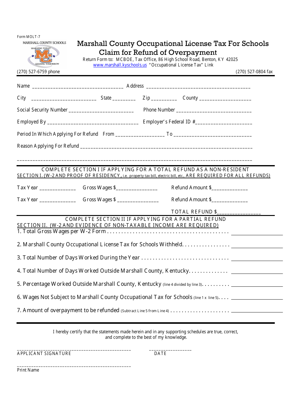 Form MOLT-7 - Fill Out, Sign Online and Download Printable PDF ...